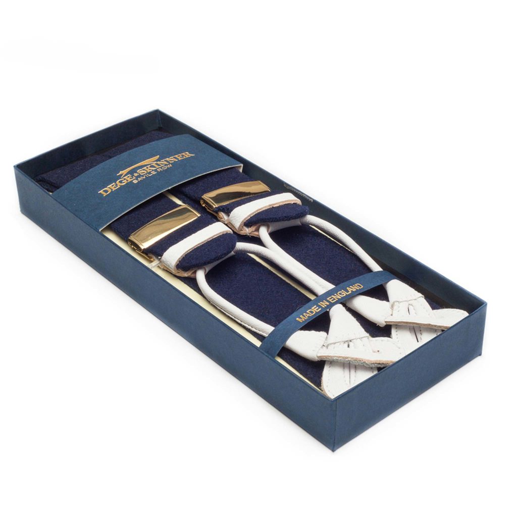 Navy Boxcloth Braces - Dege & Skinner, Bespoke Tailor