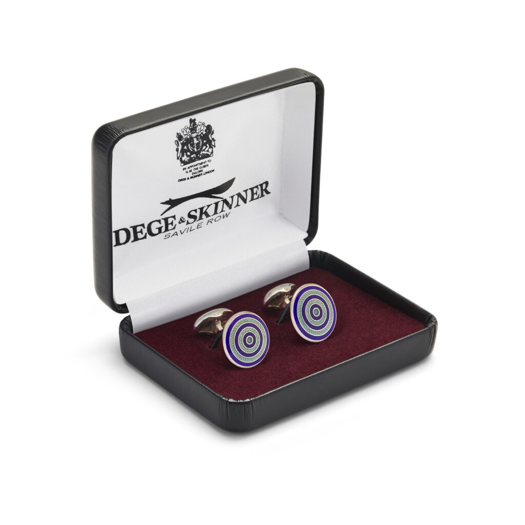 Navy Two-Tone Spiral Sterling Silver & Enamel Cufflinks